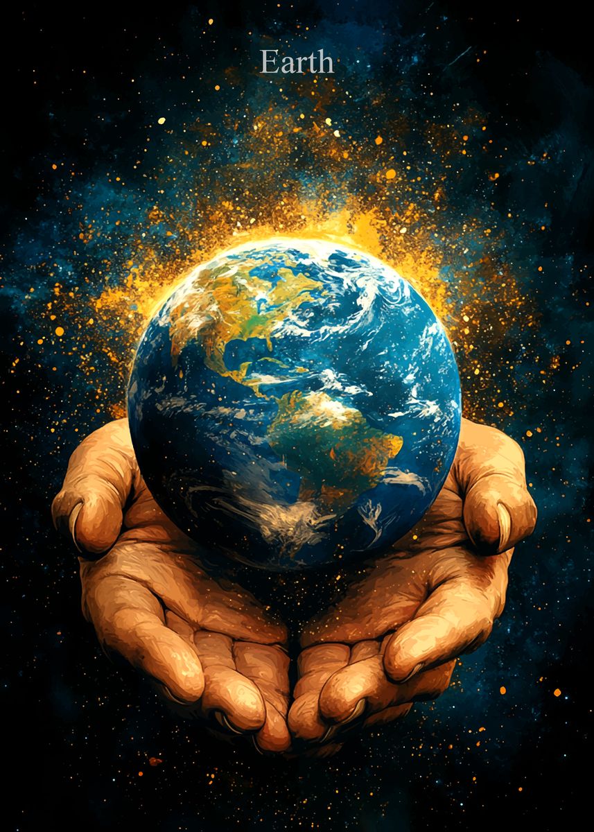 'Earth in Hands' Poster, picture, metal print, paint by anhvivuha ...