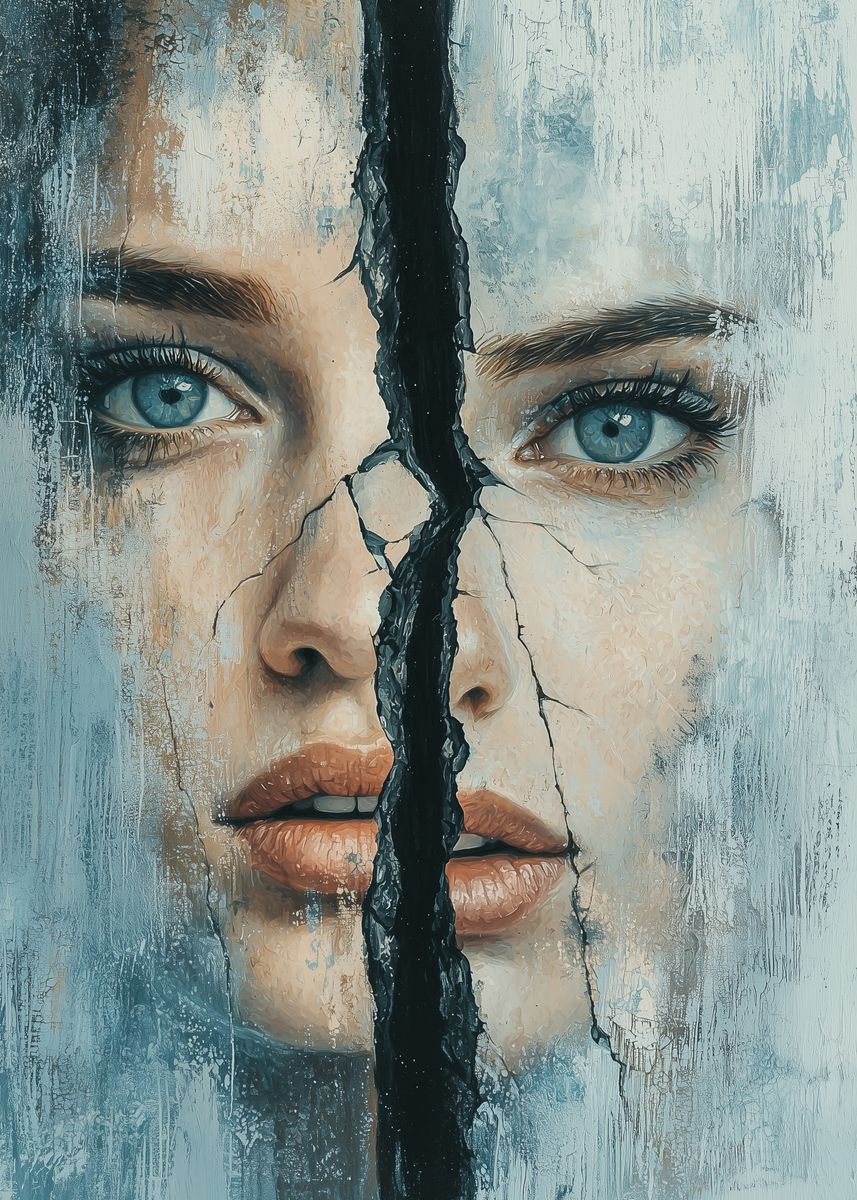 'Cracked Portrait' Poster, picture, metal print, paint by ...