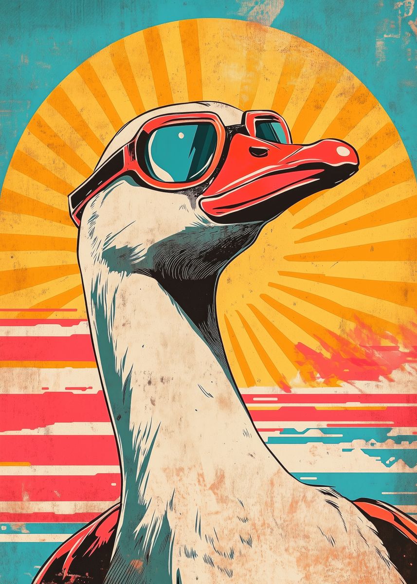 'Vintage Sunset Goose' Poster, picture, metal print, paint by Wall ...