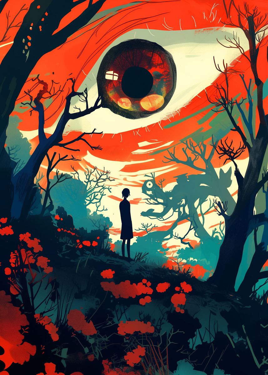 'Giant Eye in the Forest' Poster, picture, metal print, paint by ...