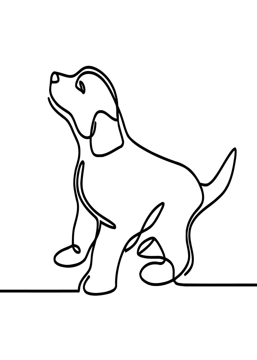 'One Line Dog Art' Poster, picture, metal print, paint by Mindlines ...