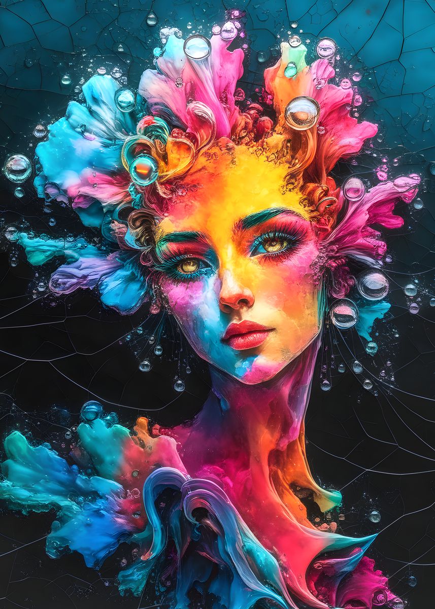 'Abstract Colorful Portrait' Poster, picture, metal print, paint by ...