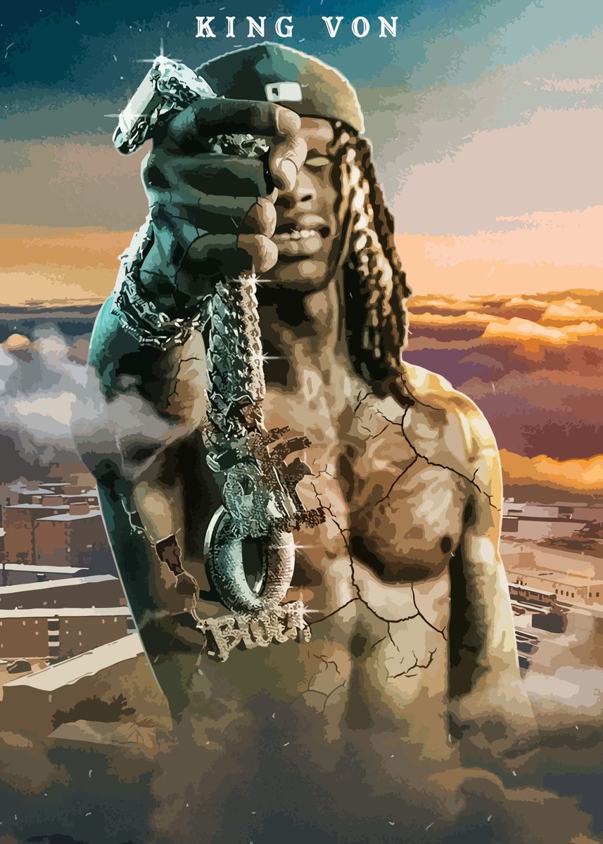 'King Von Portrait' Poster, picture, metal print, paint by heavenly ...