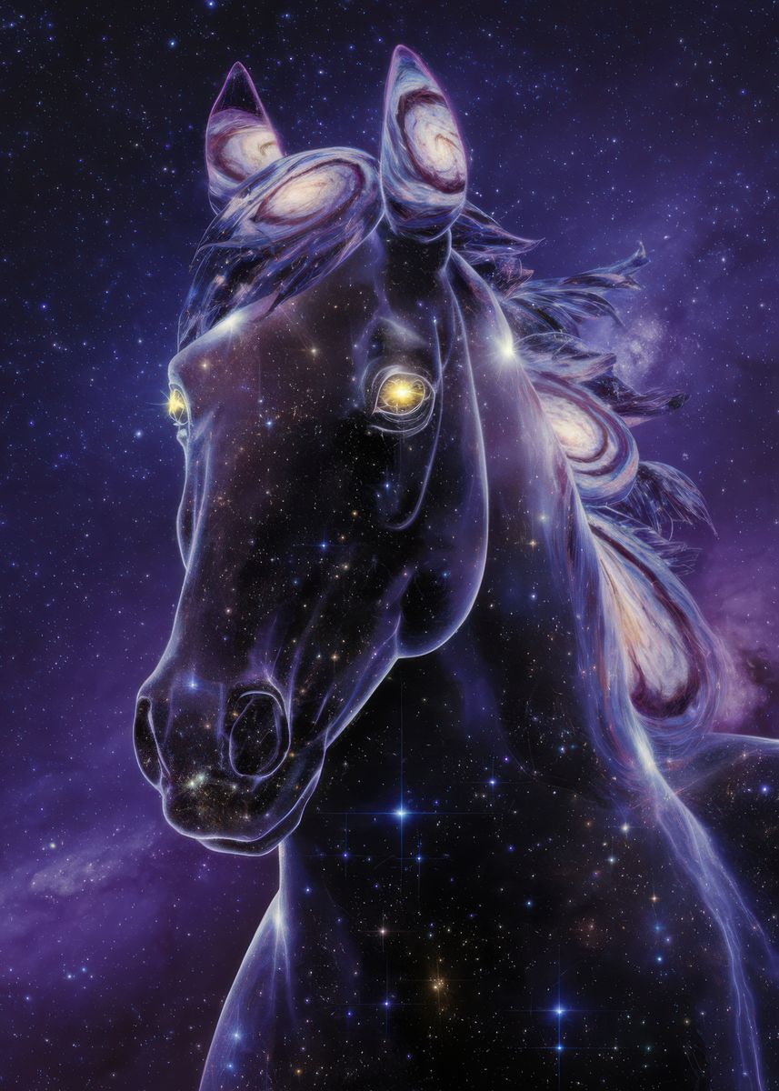 'Cosmic Horse' Poster, picture, metal print, paint by DecoyDesign ...