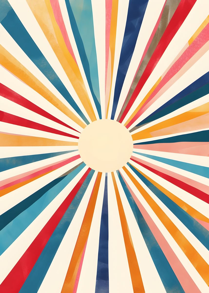 'Retro Sunburst' Poster, picture, metal print, paint by CG Vaasa | Displate