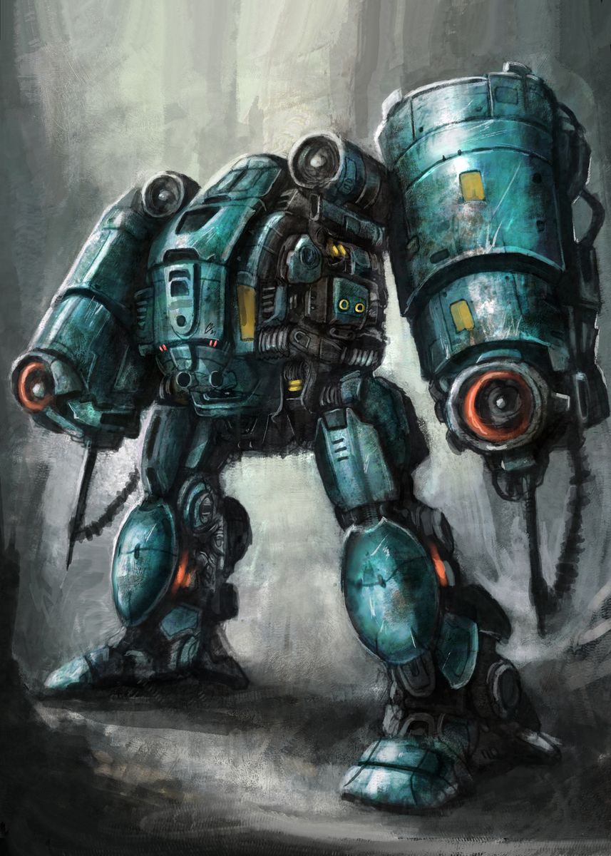 'Teal Mech Robot' Poster, picture, metal print, paint by Mark Graham ...