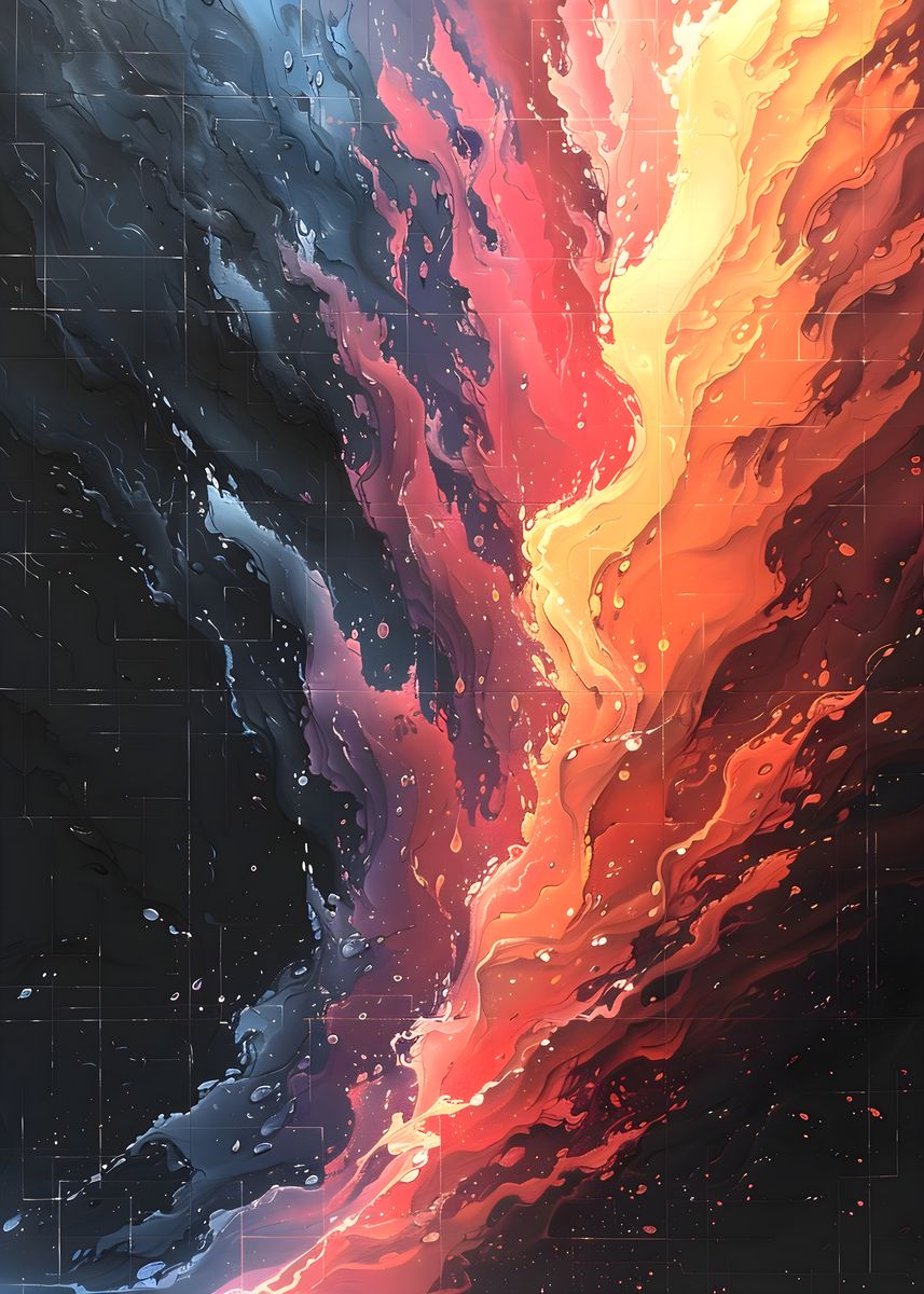 'Abstract Fire and Water' Poster, picture, metal print, paint by ...
