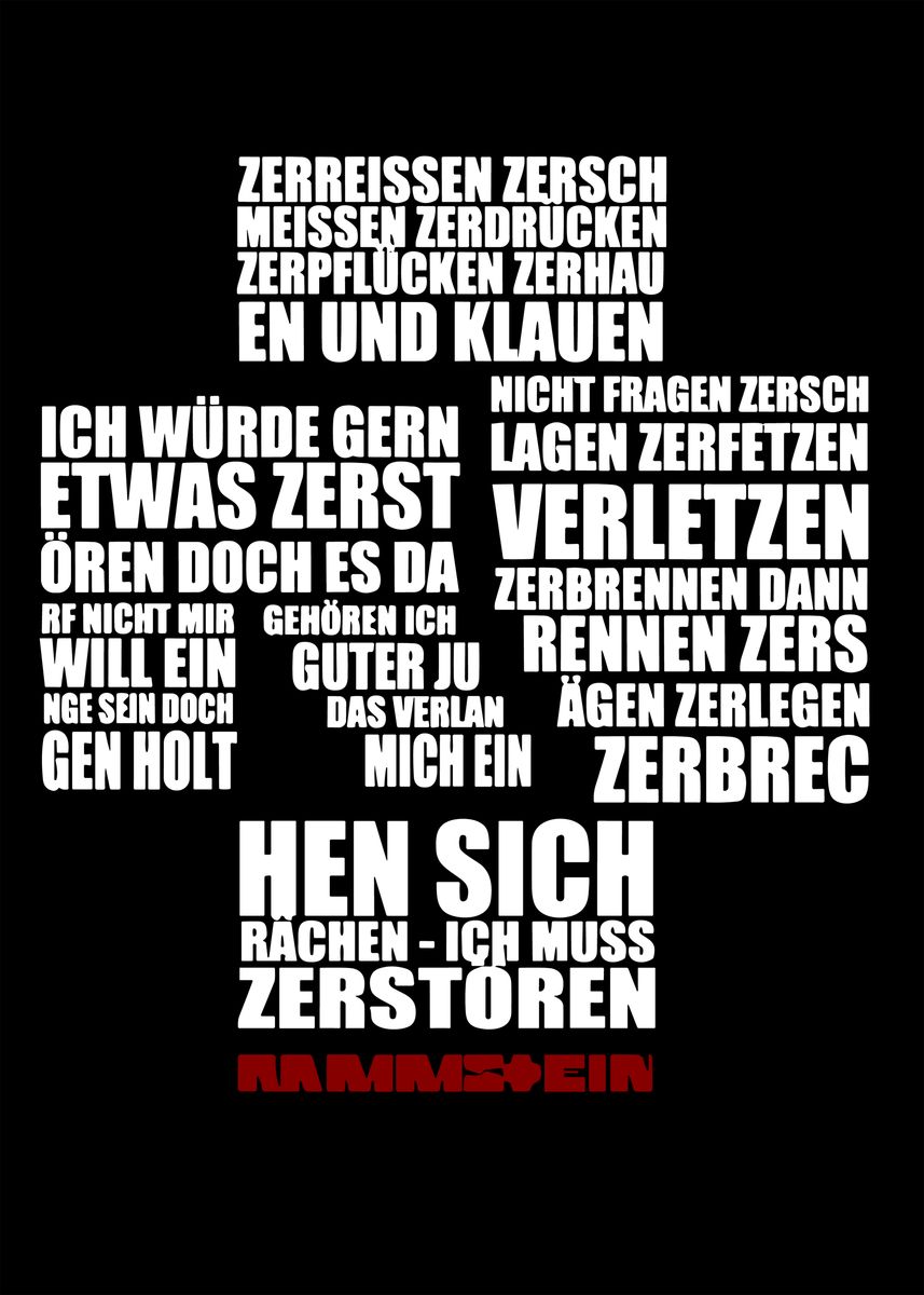 'Rammstein Lyrics ' Poster, picture, metal print, paint by VisionPrint ...