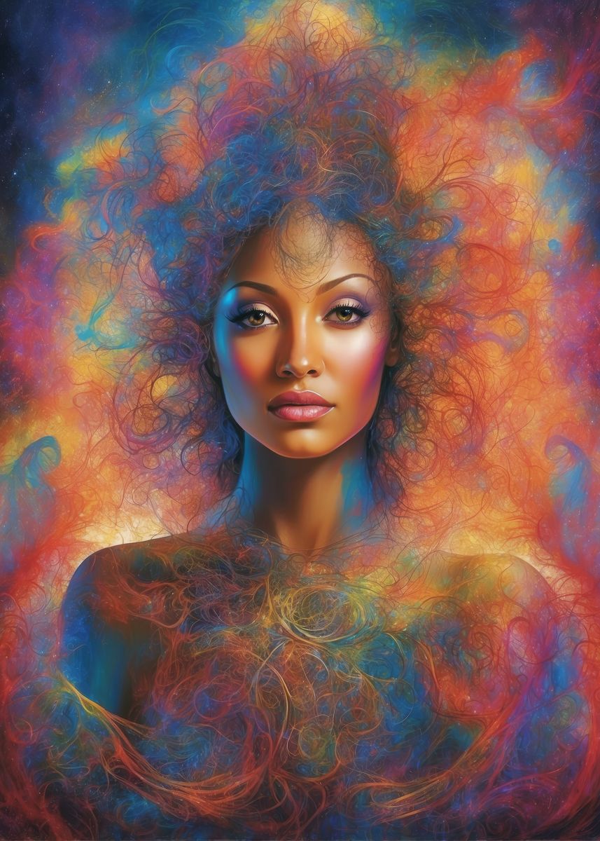 'Woman in Cosmic Embrace' Poster, picture, metal print, paint by hisam ...