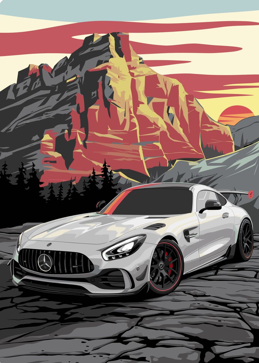 'Mercedes-Benz AMG GT' Poster, picture, metal print, paint by Lawisi ...