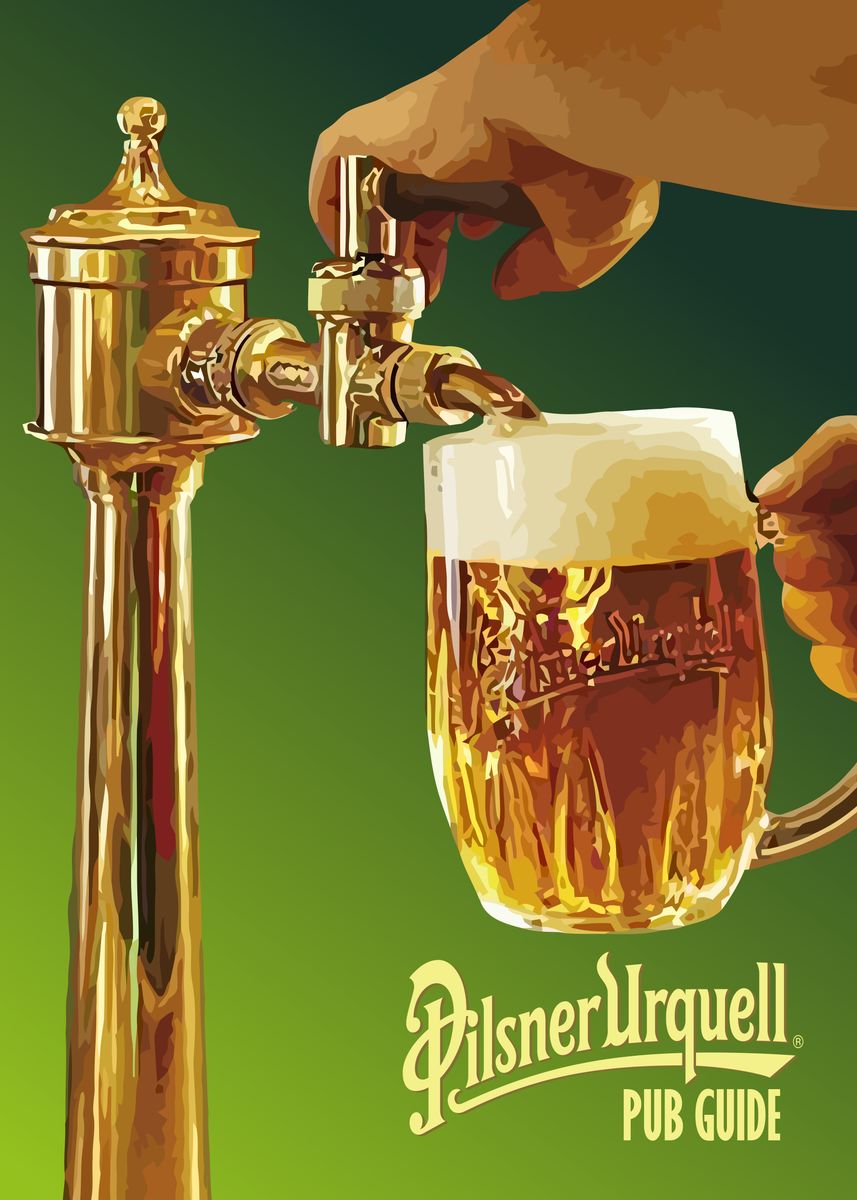 'Pilsner Urquell Pub Guide' Poster, picture, metal print, paint by ...