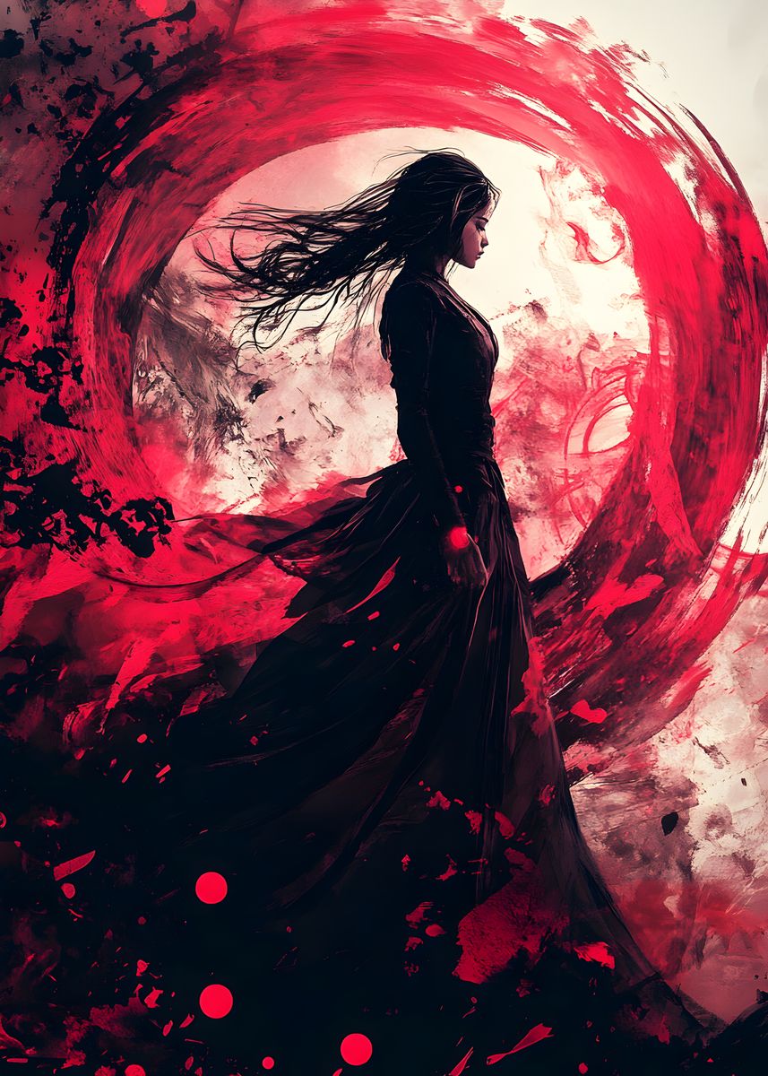 'Red Circle Woman' Poster, picture, metal print, paint by Elopxl | Displate