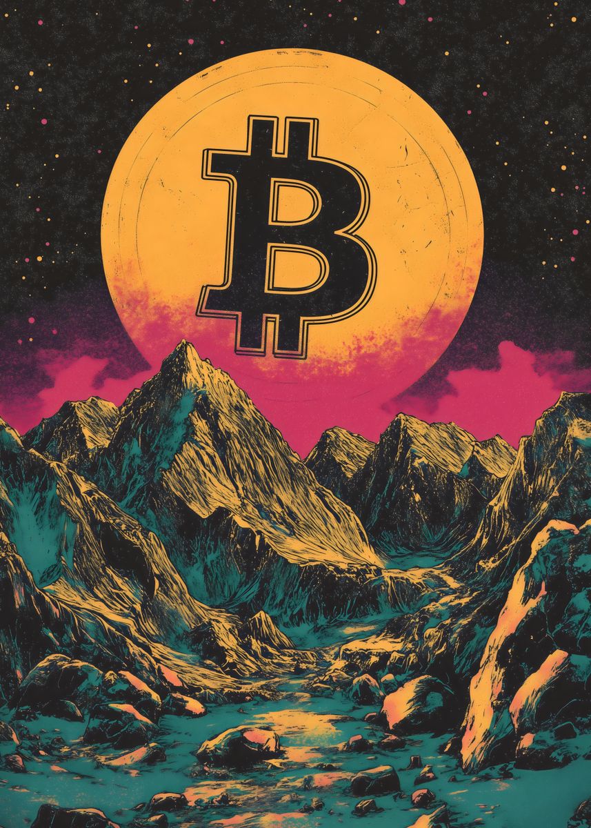 'Bitcoin Vintage Symbol' Poster, picture, metal print, paint by ...