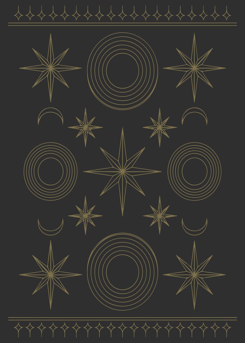 'Elegant Celestial Pattern in Gold on Black' Poster, picture, metal ...