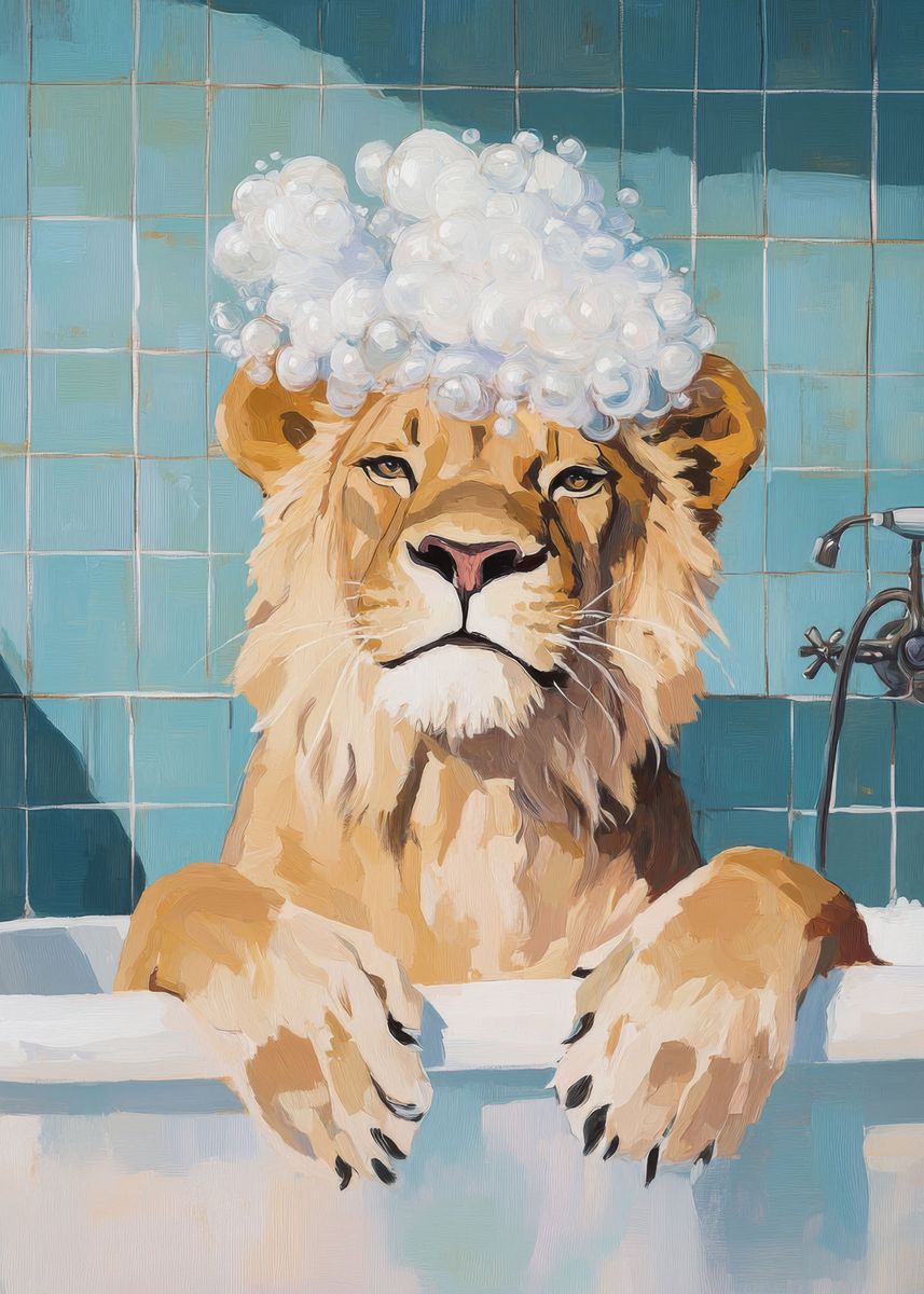 'Lynx Bath Time' Poster, picture, metal print, paint by Mason Clark ...