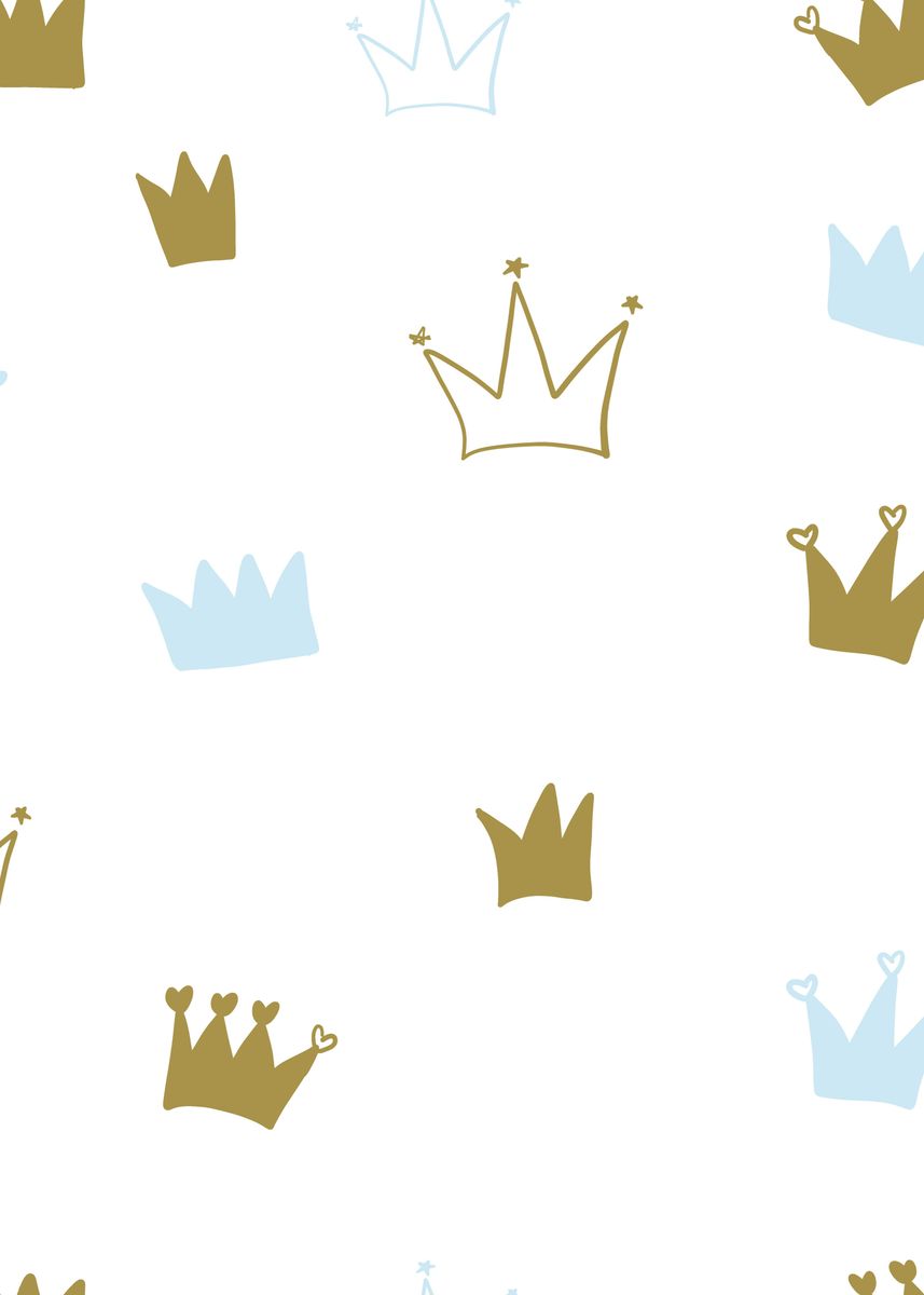 'Gold and Blue Crowns Pattern' Poster, picture, metal print, paint by ...