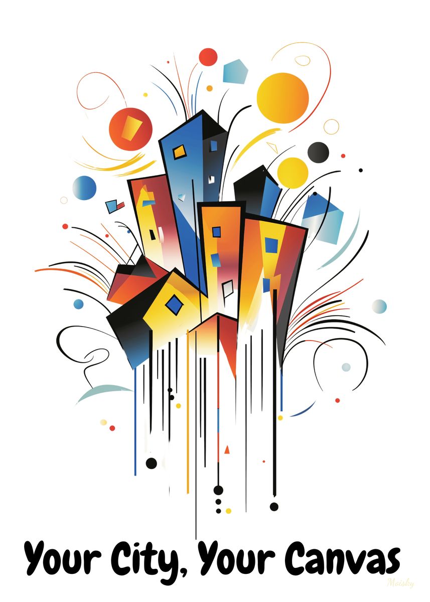 'Urban Palette: Vibrant Cityscape Illustration' Poster, picture, metal print, paint by Moises ...