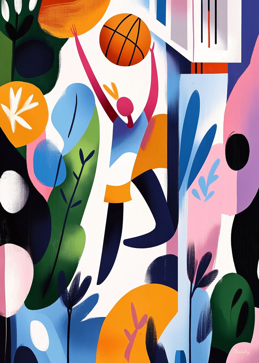 'Slam Dunk Symphony: Artistic Basketball Illustration' Poster, picture ...