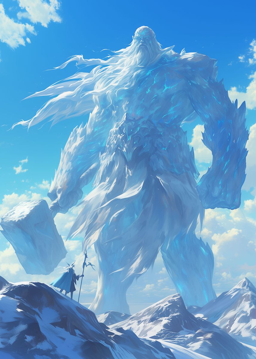 'Ice Giant and Figure' Poster, picture, metal print, paint by Luna Echo ...