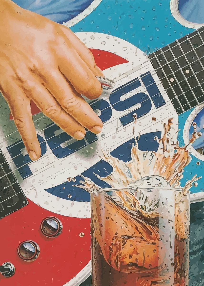 'Pepsi Guitar Splash' Poster, picture, metal print, paint by londho ...