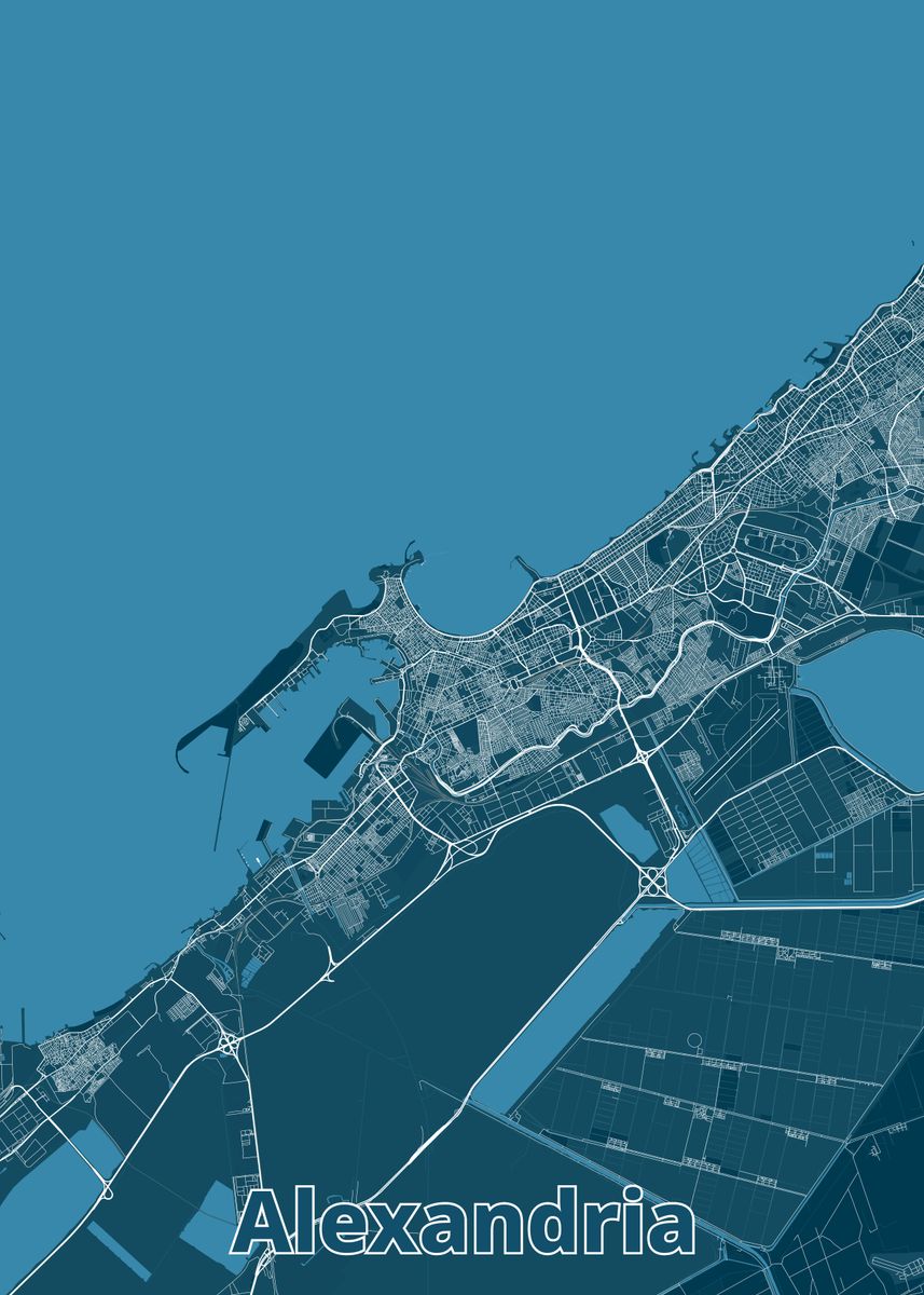 'Alexandria City Map' Poster, picture, metal print, paint by Sam Kal ...