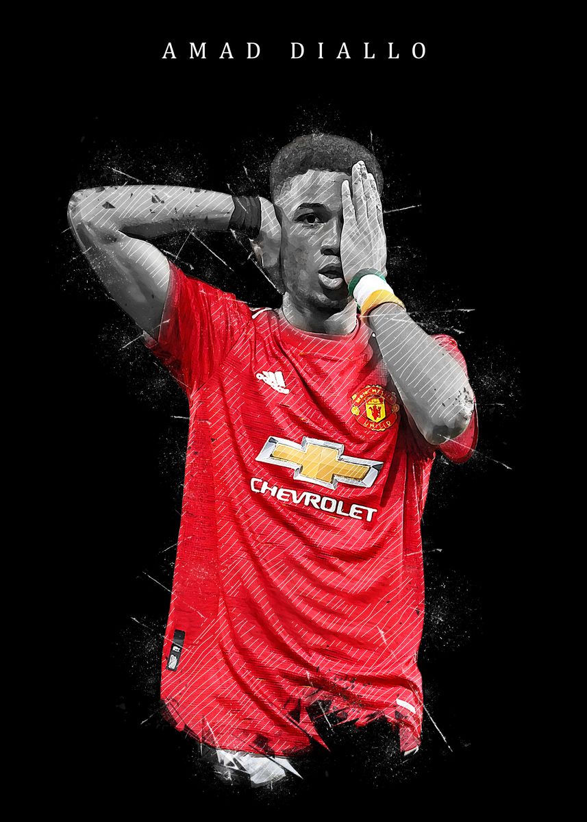 'Amad Diallo Soccer' Poster, picture, metal print, paint by Joanne ...