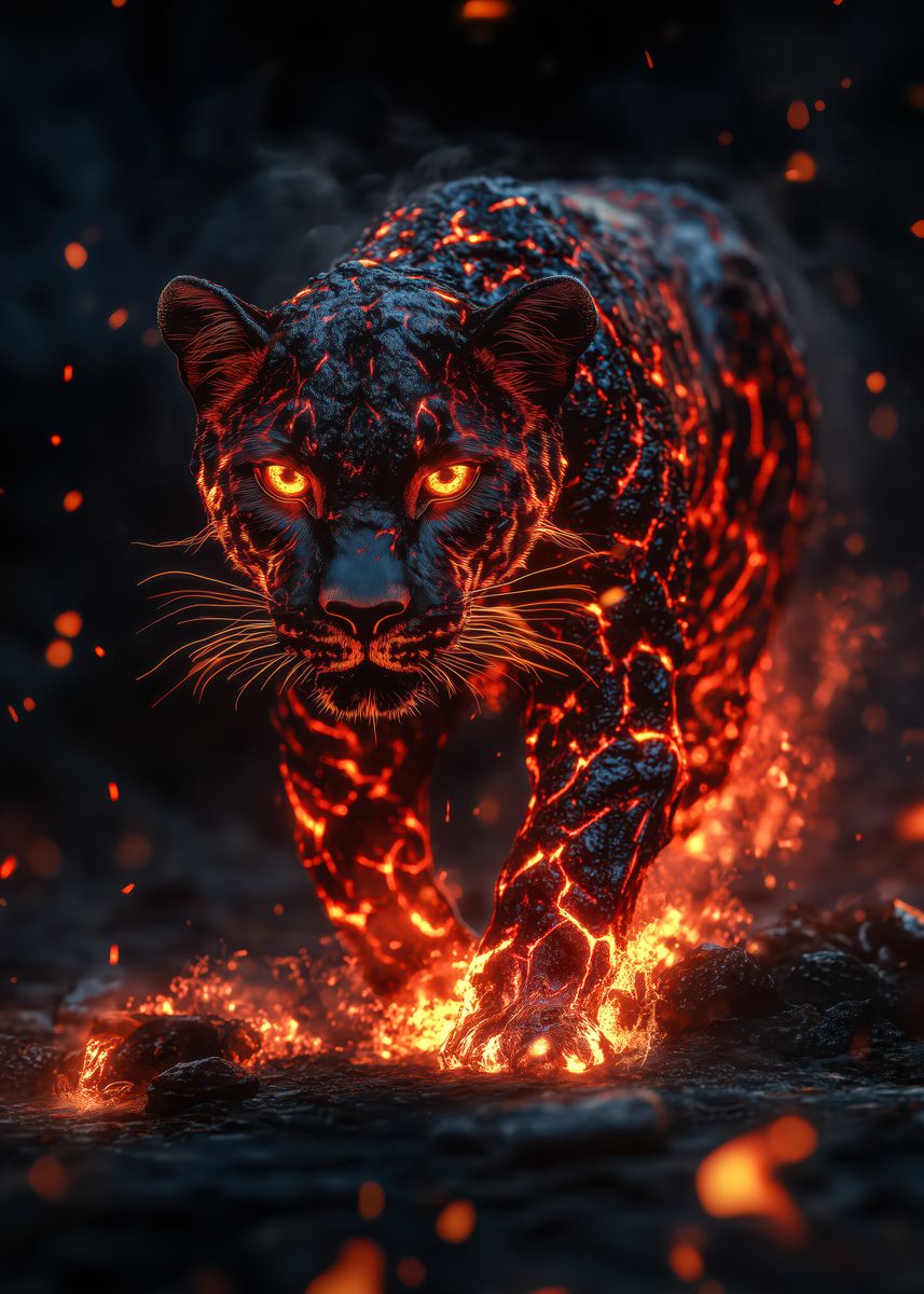 'Lava Panther of the Inferno' Poster, picture, metal print, paint by BS ...