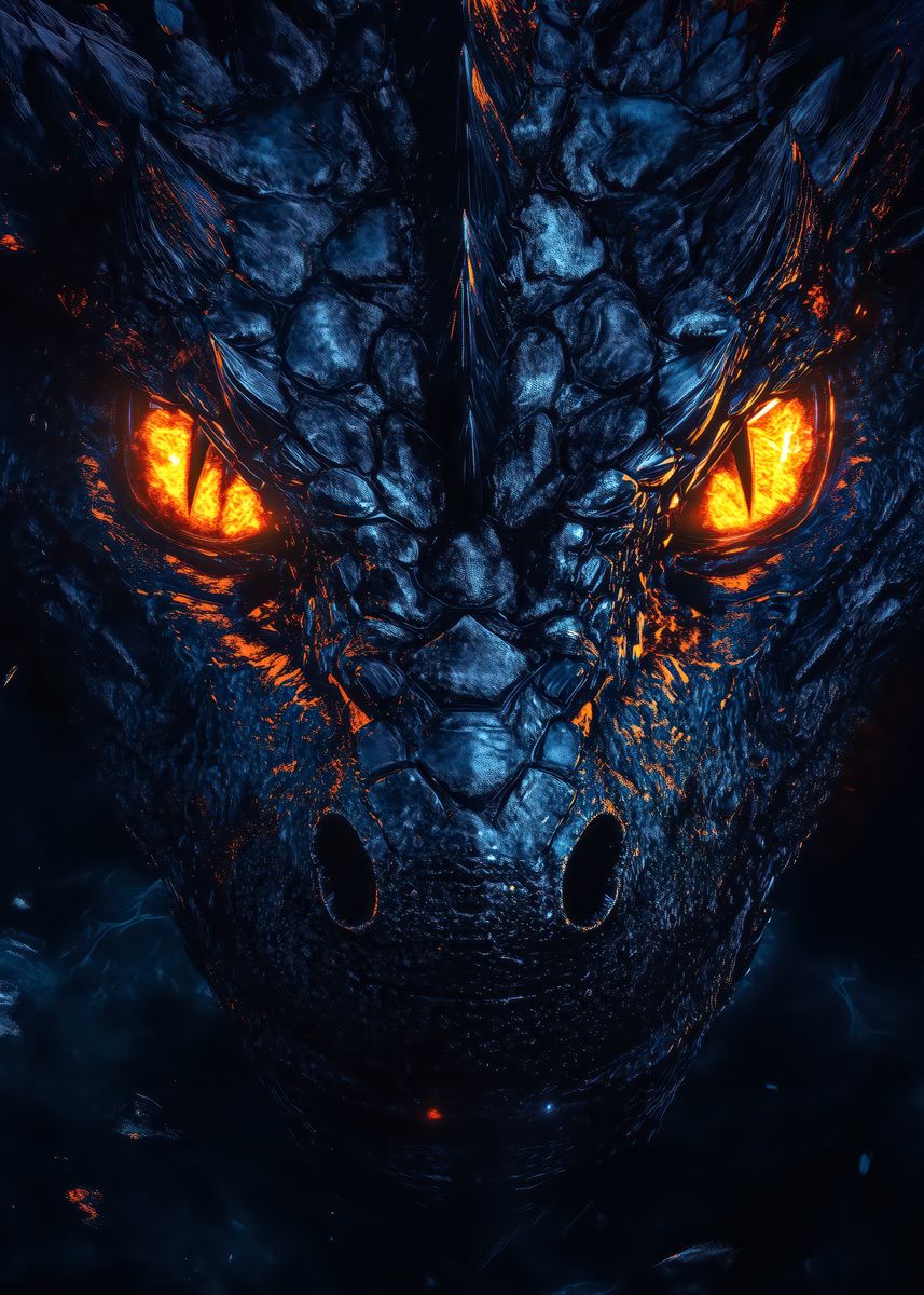 'Ember-Eyed Dragon' Poster, picture, metal print, paint by BS Design ...