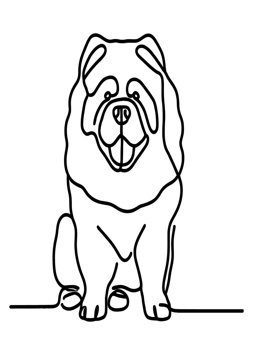 'Chow Chow Line Art' Poster, picture, metal print, paint by Mindlines ...