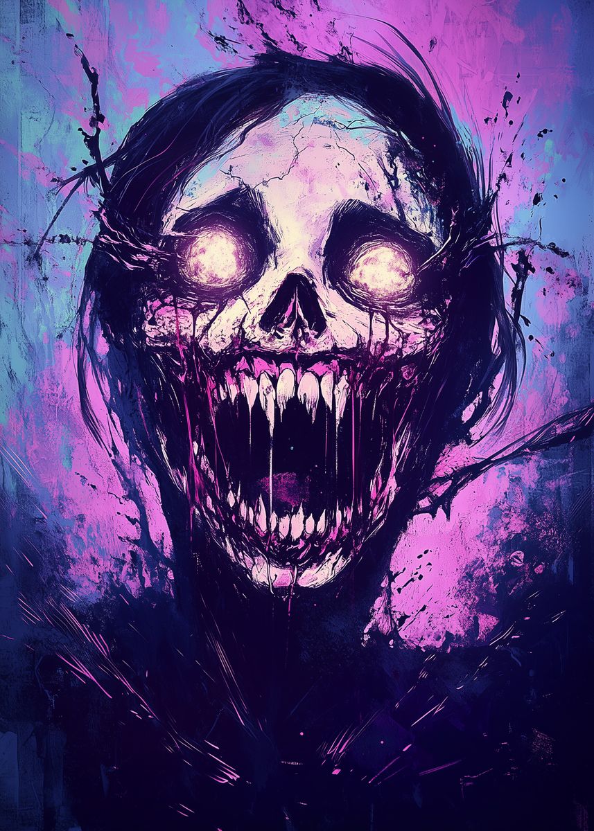 'Glowing Skull Scream' Poster, picture, metal print, paint by ...