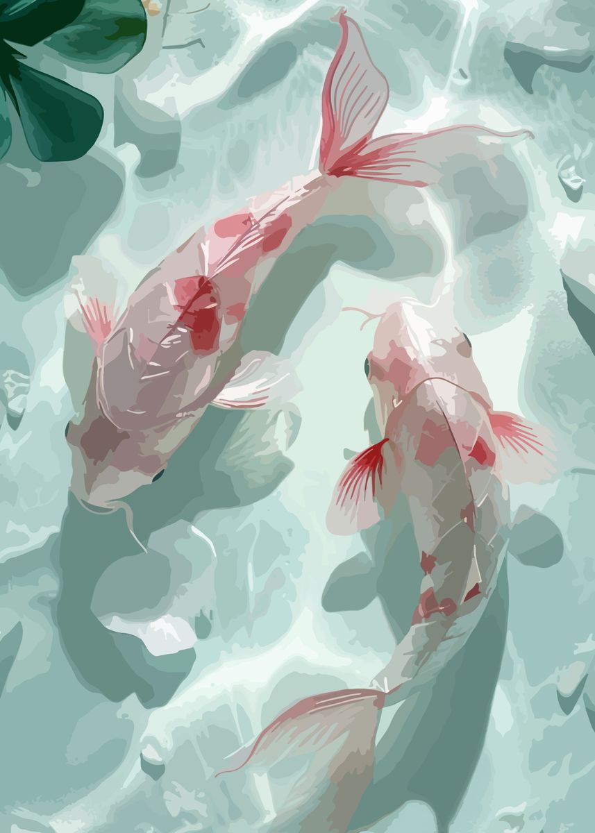 'Koi Fish fantasy' Poster, picture, metal print, paint by Rokki Bund ...