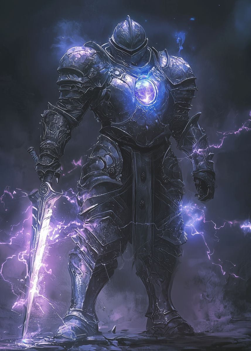 'Dark Lightning Knight' Poster, picture, metal print, paint by ...
