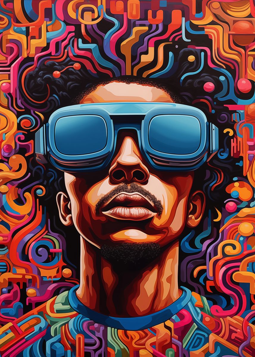 'Art Portrait with Goggles' Poster, picture, metal print, paint by ...