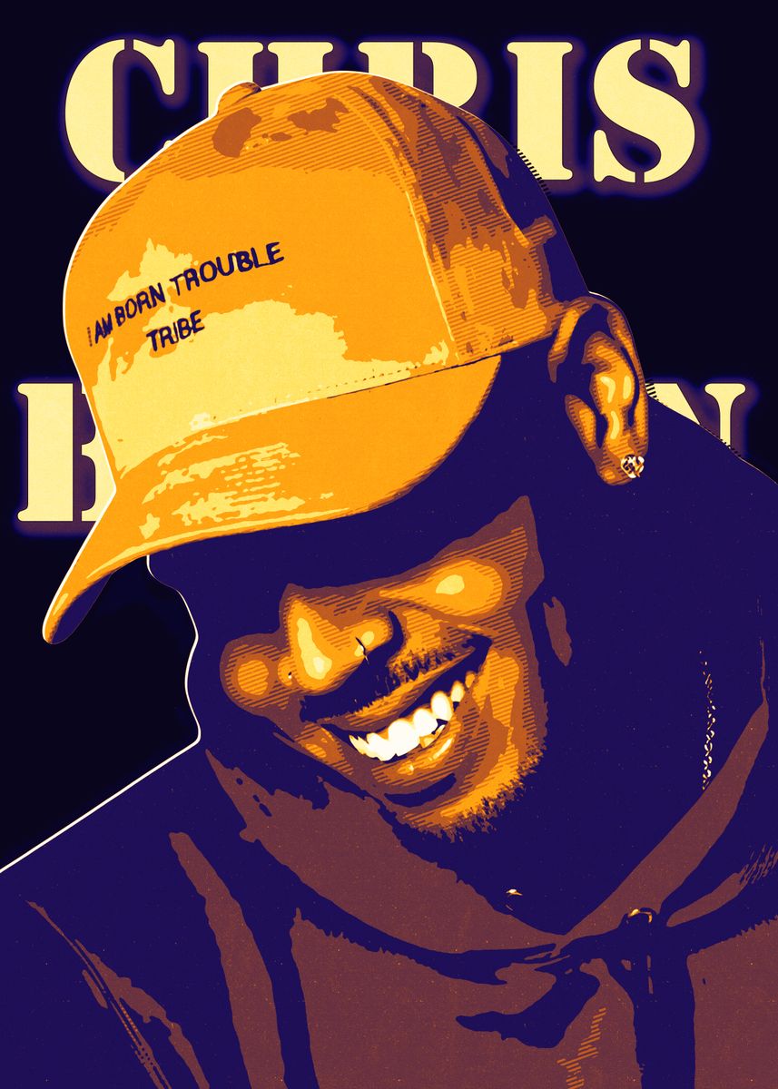 'Chris Brown Portrait' Poster, picture, metal print, paint by maxmoen ...