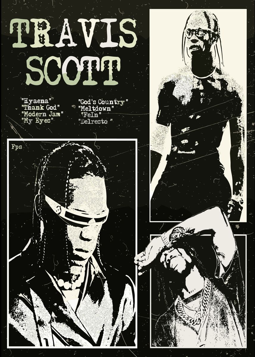 'Travis Scott Music Poster' Poster, picture, metal print, paint by Elg ...