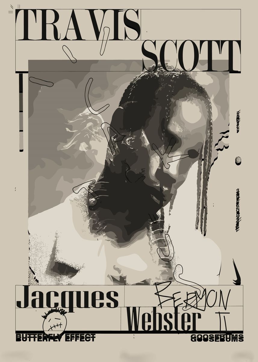 'Travis Scott Poster' Poster, picture, metal print, paint by Elg ...