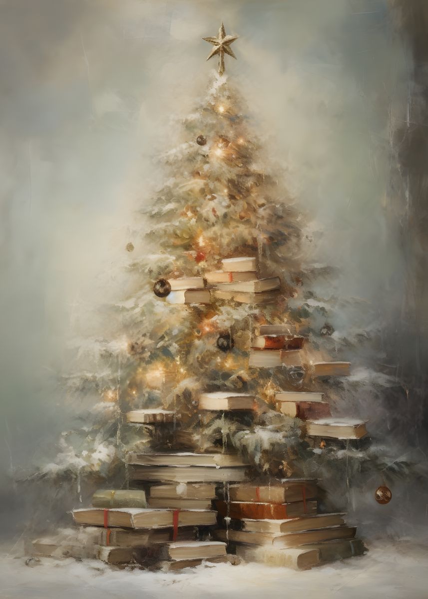 'Christmas Tree of Books' Poster, picture, metal print, paint by CG ...