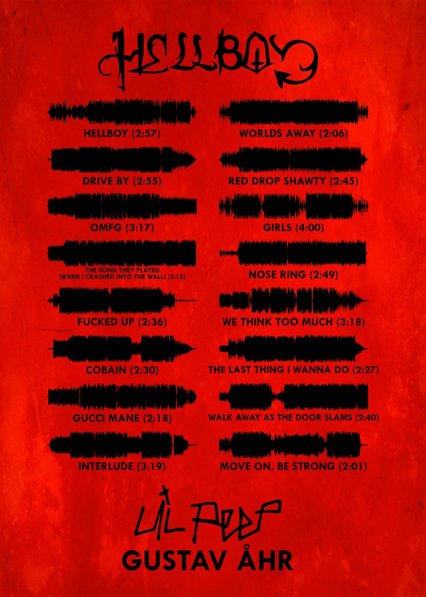 'Lil Peep 'HELLBOY' Album Soundwave Art' Poster, picture, metal print ...