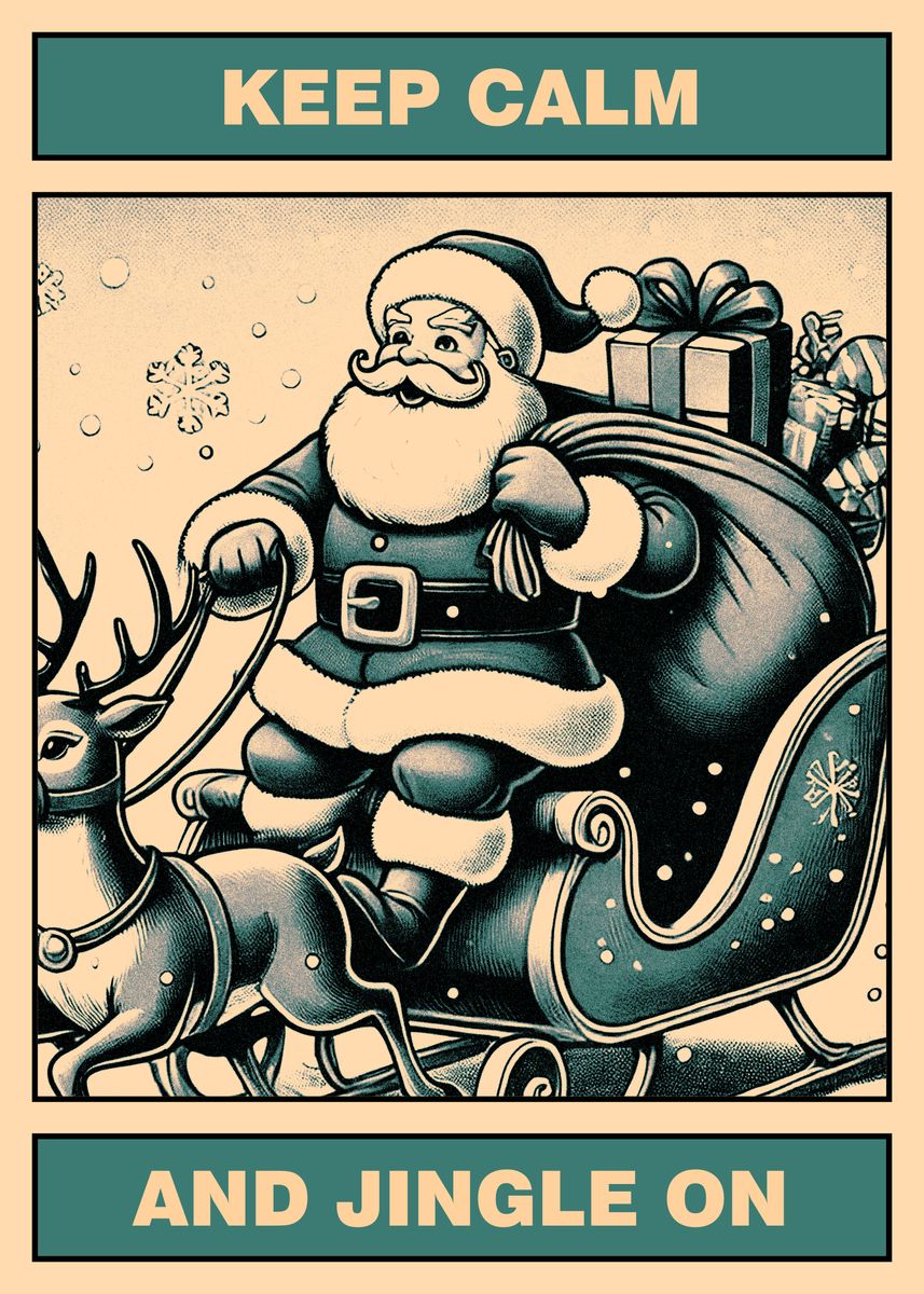 'Santa Claus Jingle Bells' Poster, picture, metal print, paint by Vyke ...