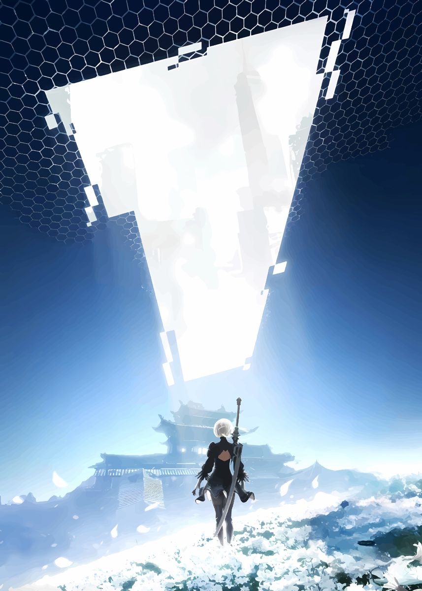 '2B Nier Automata Artwork' Poster, picture, metal print, paint by sakim ...
