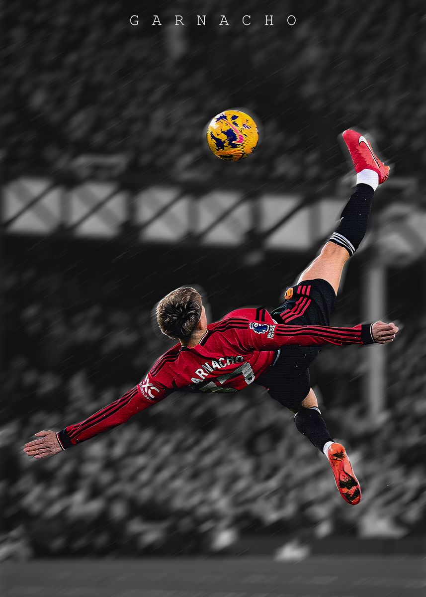 'Football Player Mid-Kick' Poster, picture, metal print, paint by ...