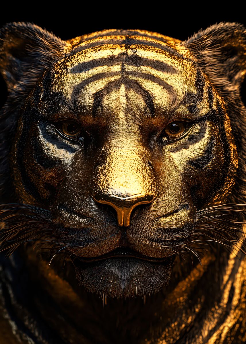 'Golden Tiger ' Poster, picture, metal print, paint by BS Design | Displate