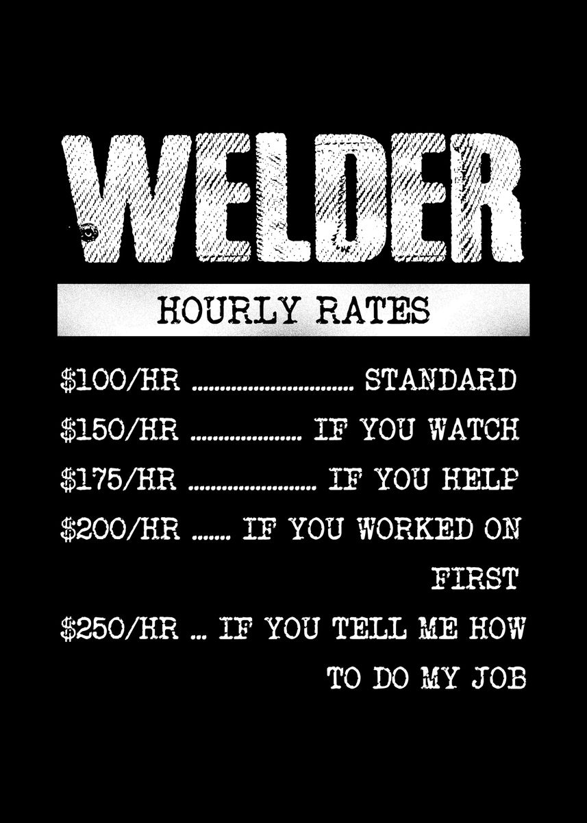 'Welder Hourly Rates' Poster, picture, metal print, paint by ...