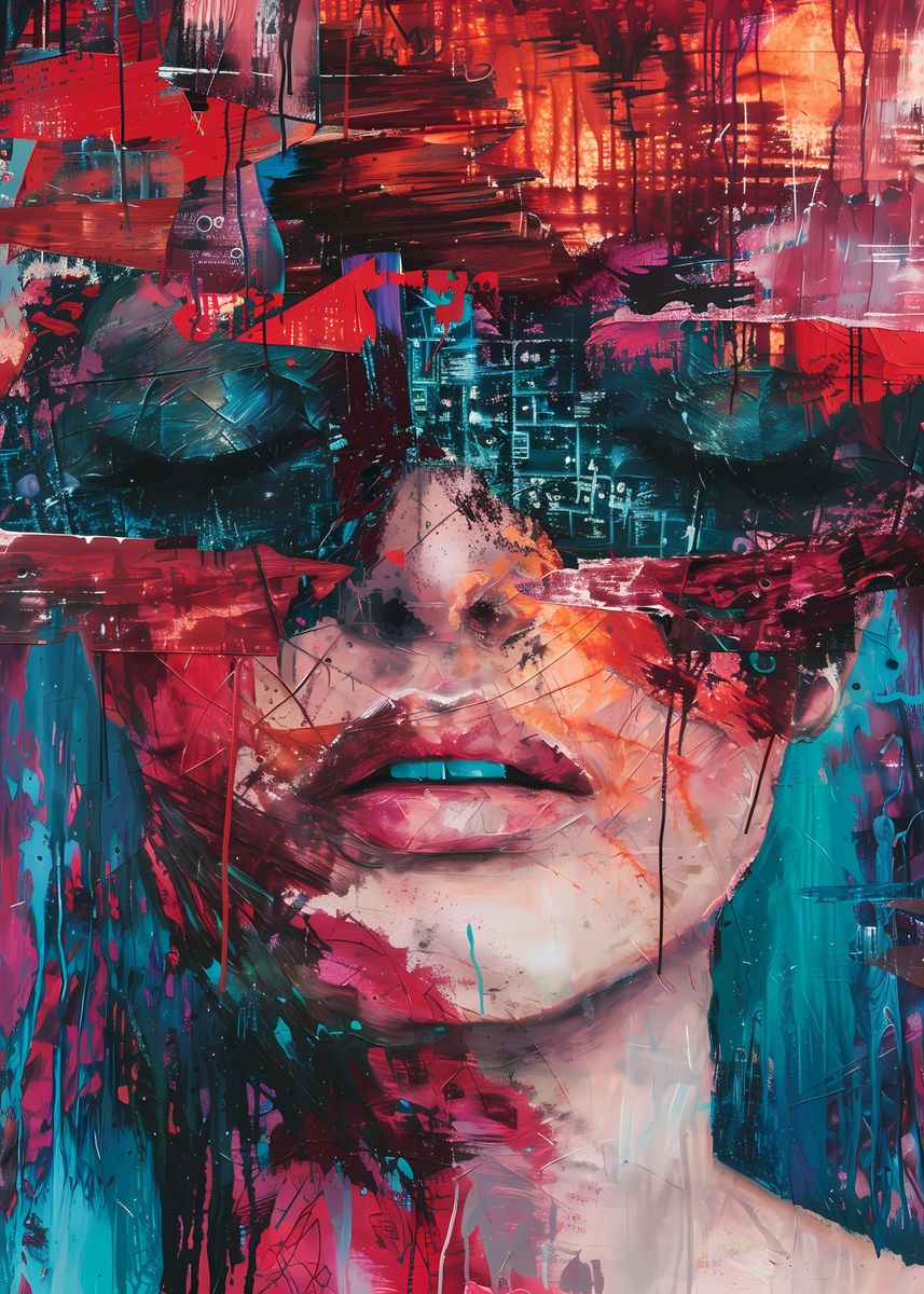 'Abstract Female Portrait' Poster, picture, metal print, paint by ...