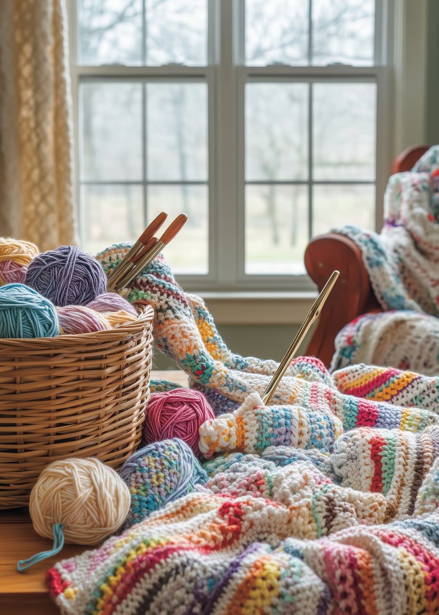 'Colorful Crochet Blanket' Poster, picture, metal print, paint by ...