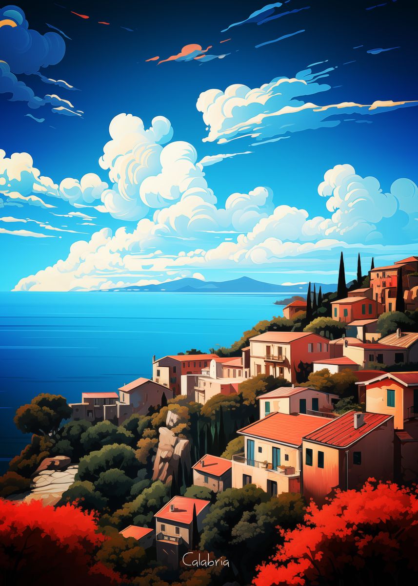 'Calabria Oil Painting' Poster, picture, metal print, paint by Mehdi ...