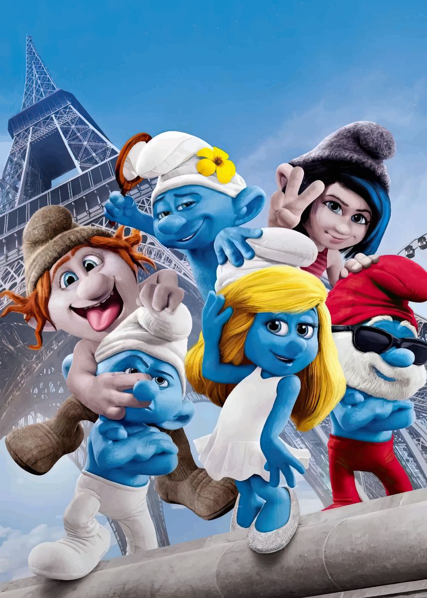 'The Smurfs in Paris' Poster, picture, metal print, paint by ...