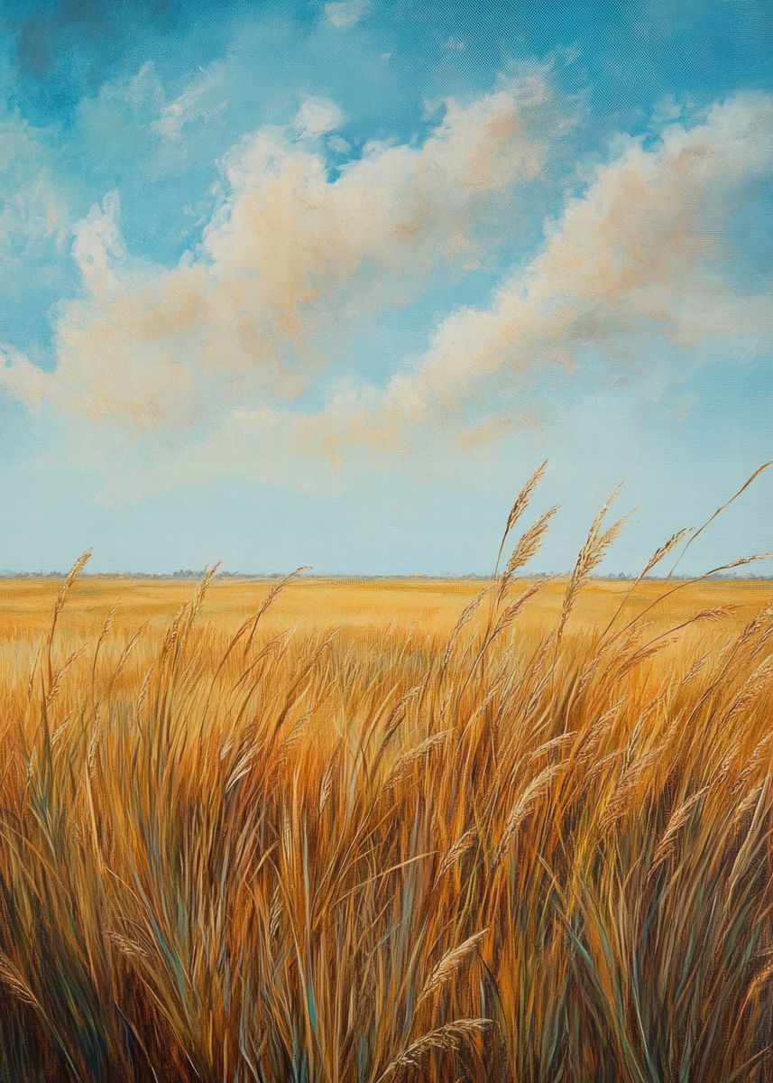 'Golden Field Landscape' Poster, picture, metal print, paint by XVKE ...