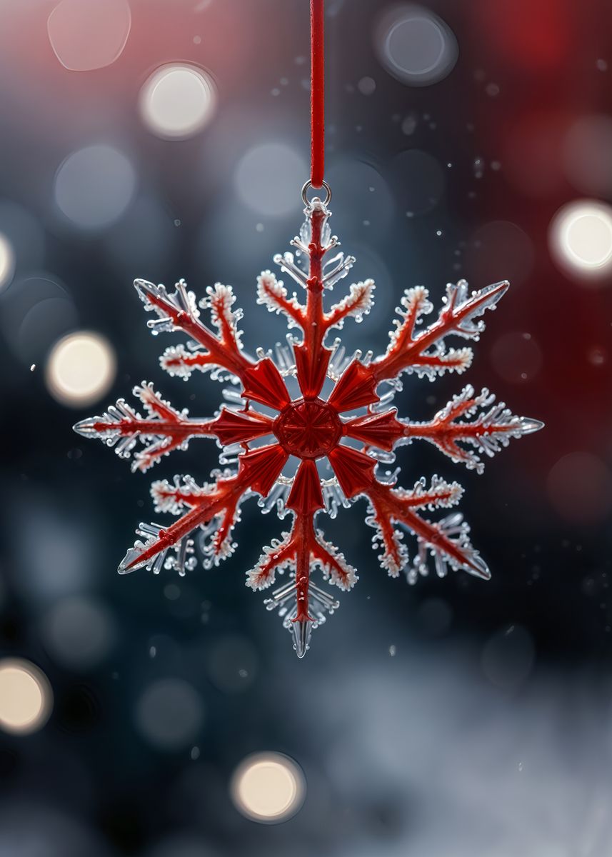 'Red Snowflake Ornament' Poster, picture, metal print, paint by VR ...
