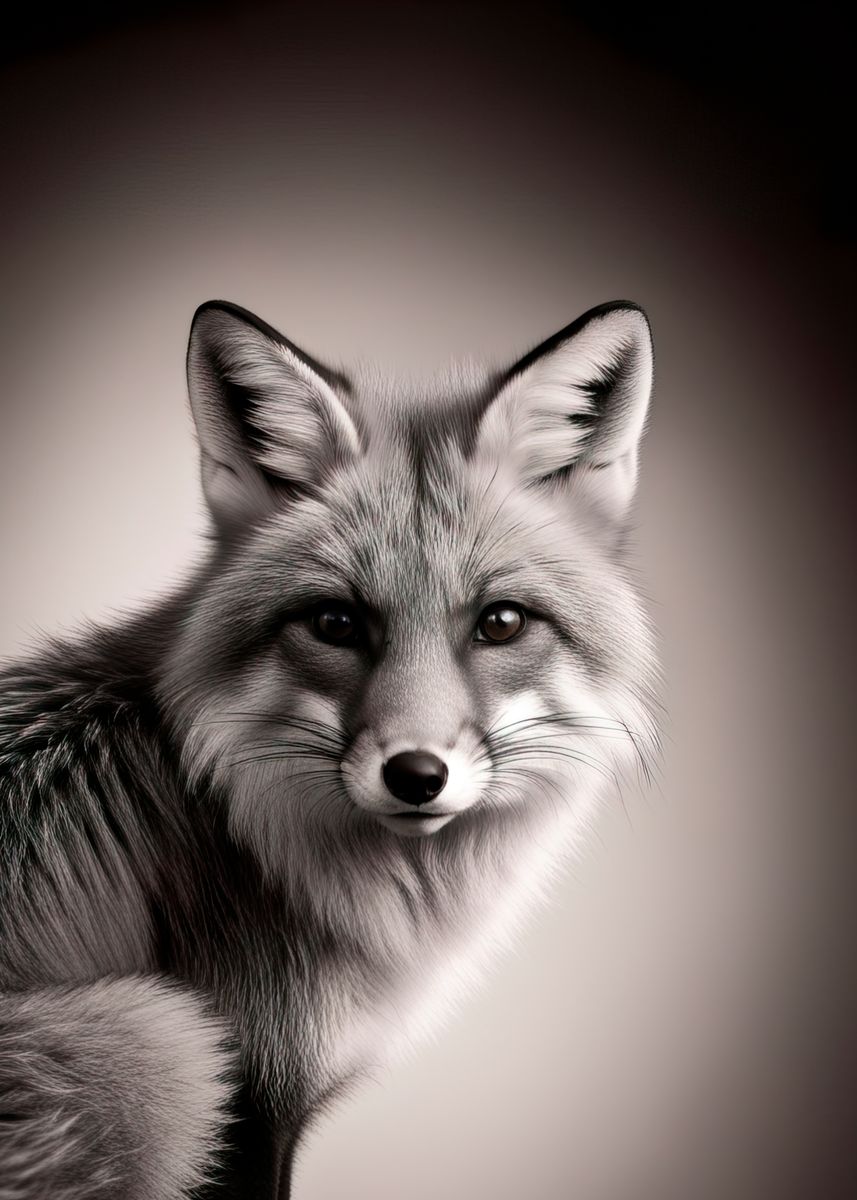 'Gray Fox Portrait' Poster, picture, metal print, paint by viart | Displate